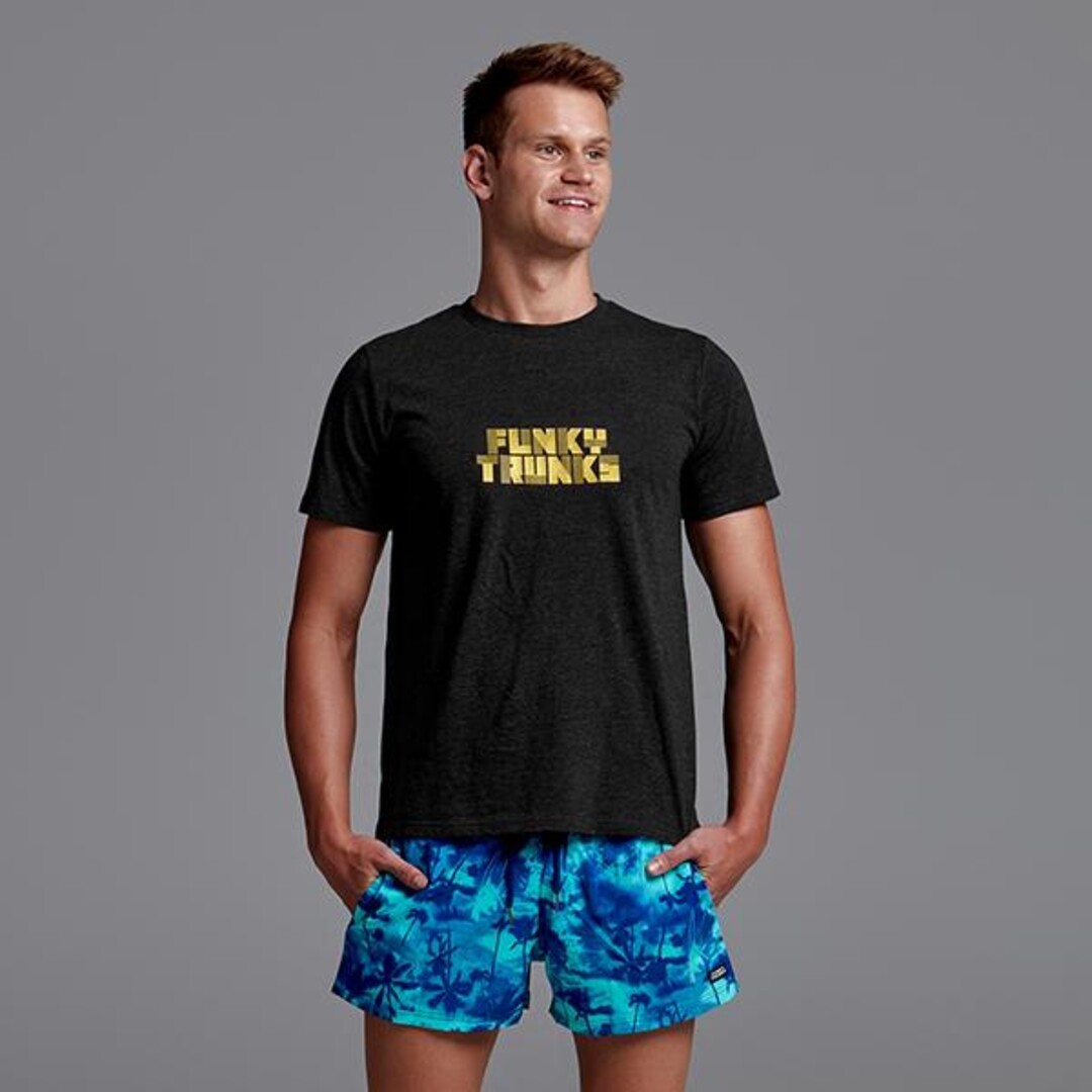 Funky Trunks Crew Neck T-Shirt Space Cadet Gold | Mens Activewear